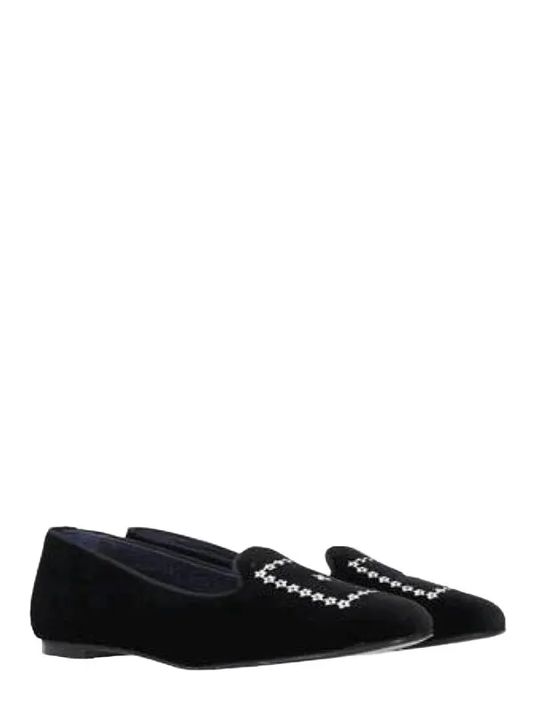 CastaÑer Cuadrado Velvet Slipper - Black