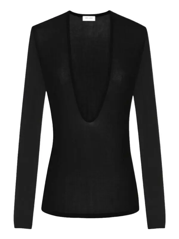 Saint Laurent Scoop-neck Knit Sweater - Black