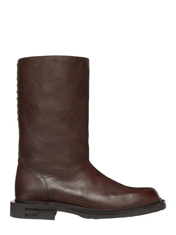 Fendi Frame Round-toe Boots - Brown