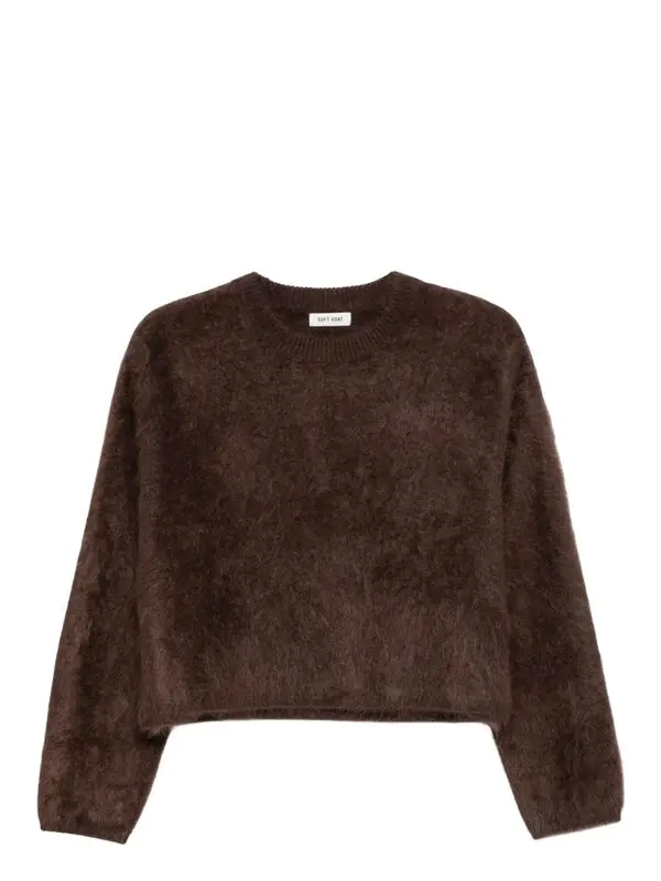 Soft Goat Wool Crewneck Jumper - Brown