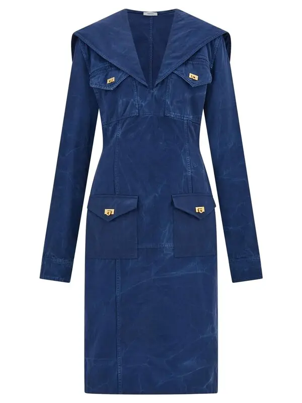 FERRAGAMO Washed Gabardine Dress - Blue