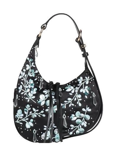 DES_PHEMMES Polyester And Cow Leather Hobo Bag - Black