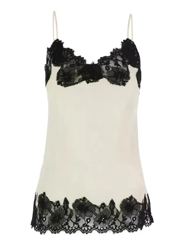 Gold Hawk Marilyn Lace-trim Silk Top - Neutrals