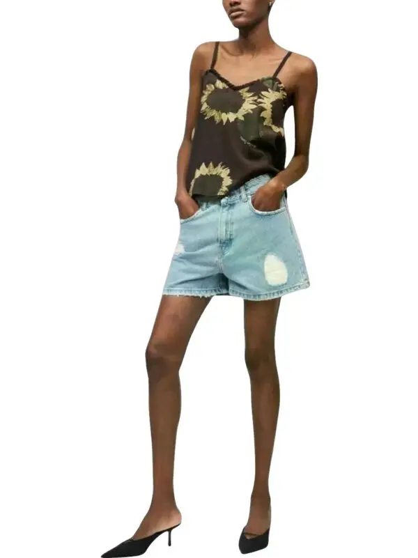Moschino Floral-print Ruffled Top - Brown