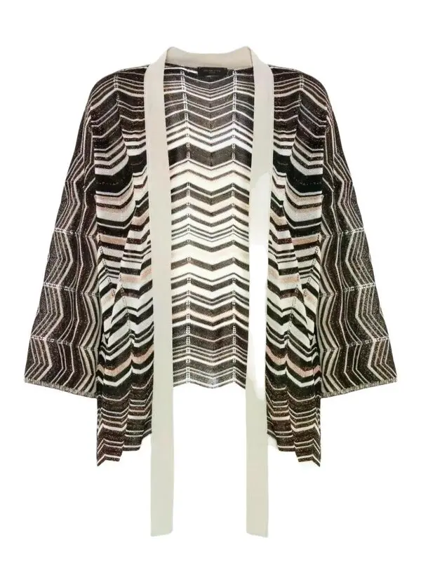 NENETTE Jacquard Zig-zag Cardigan - Brown