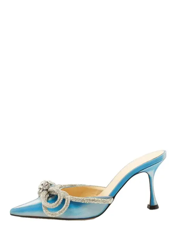Mach & Mach Double Bow Heeled Mules - Blue