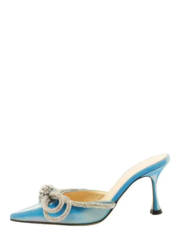 Mach & Mach Double Bow Heeled Mules - Blue