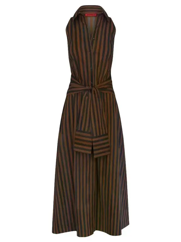 SIMONMILLER Striped Poplin Maxi Dress - Brown