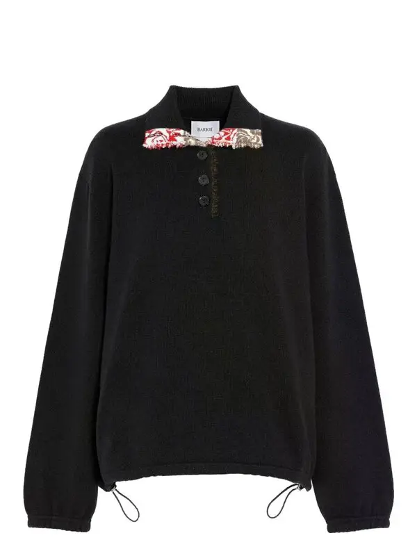 BARRIE Contrast-collar Cashmere Sweater - Black