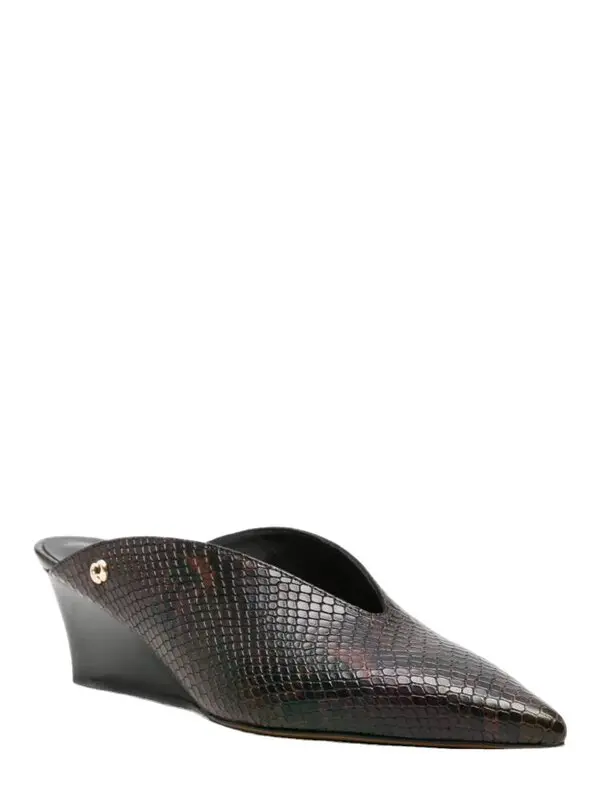 Maje Snake-print Wedge Mules - Brown