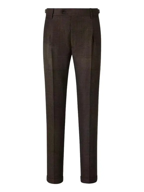 BERWICH Check-pattern Pleated Trousers - Brown