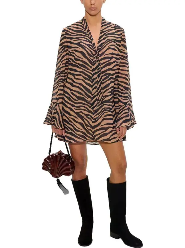 SIMONMILLER Tiger-print Mini Dress - Brown