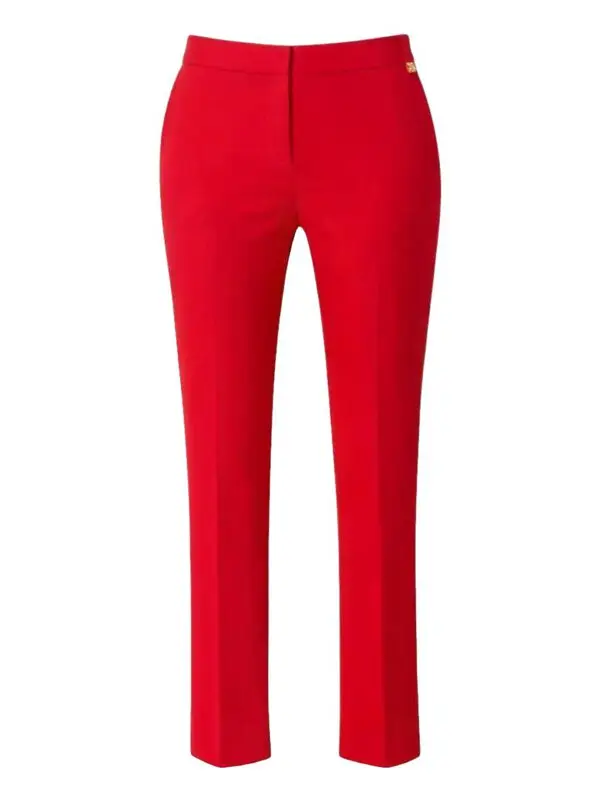 Elisabetta Franchi Light Crepe Trousers With Logo Charm - Red
