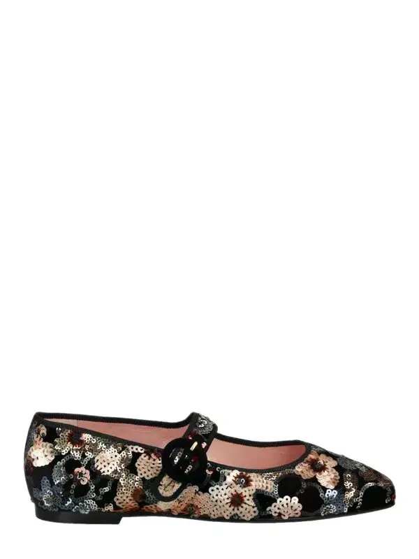 Pretty Ballerinas Camille Sequin-embellished Floral Ballet Flats - Black