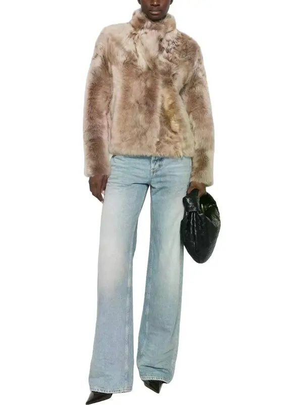 YVES SALOMON Shearling Funnel-neck Jacket - Neutrals
