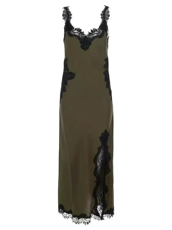 Gold Hawk Harper Lace-trim Silk Maxi Dress - Green