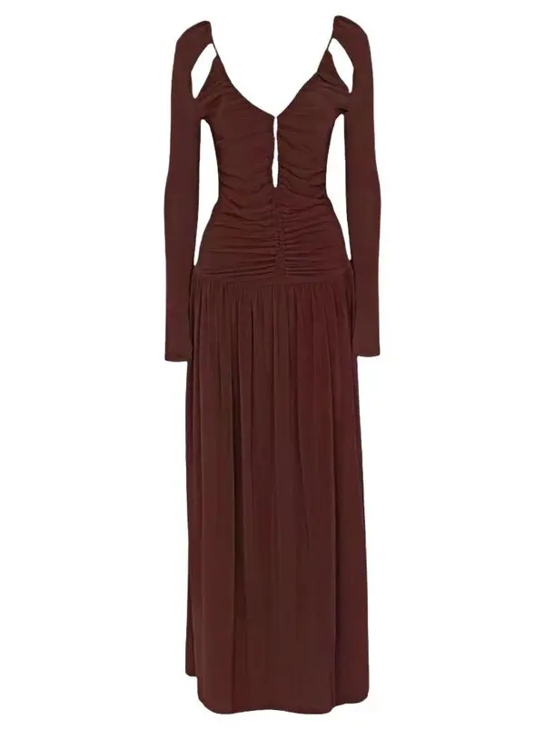 Raquel Diniz Ruched Cut-out Maxi Dress - Brown