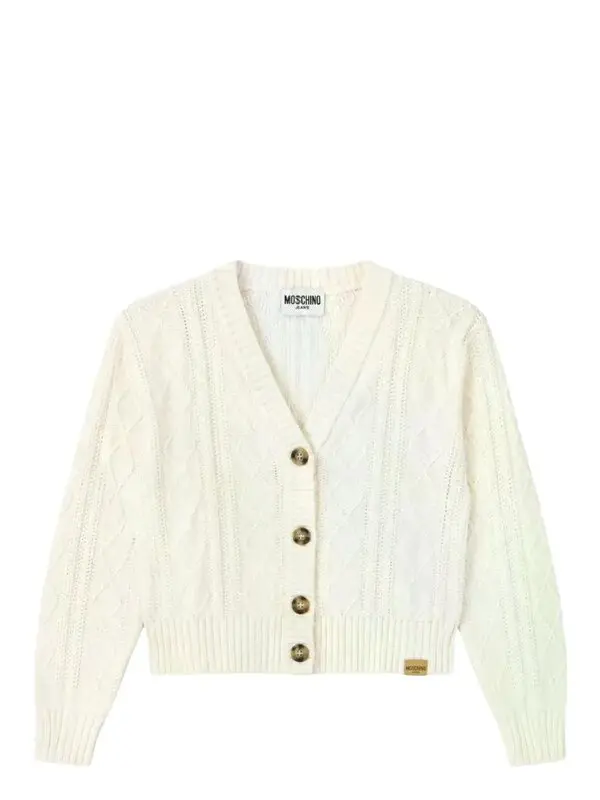 Moschino Cable-knit V-neck Cardigan - Neutrals