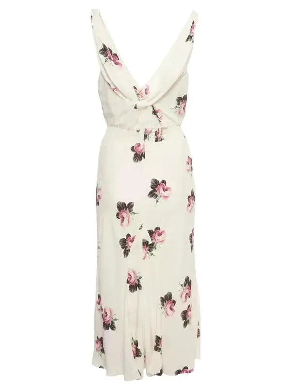 Prada Floral-print Midi Dress - Neutrals