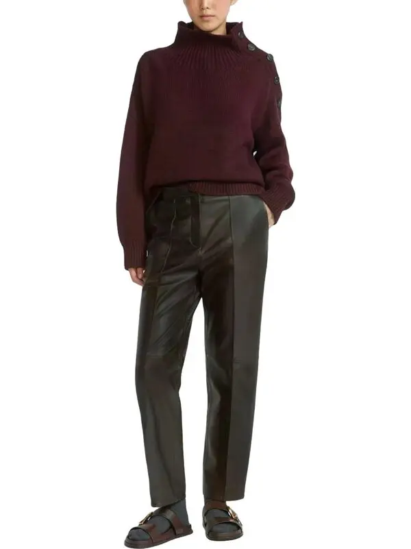 YVES SALOMON Tailored Leather Trousers - Brown