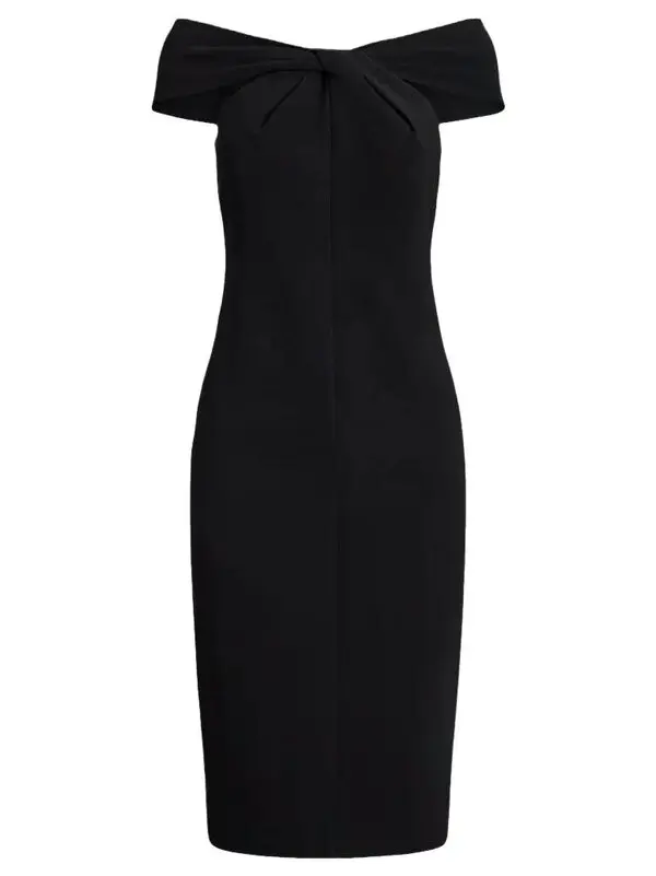 Ralph Lauren Off-shoulder Twist-detail Midi Dress - Black