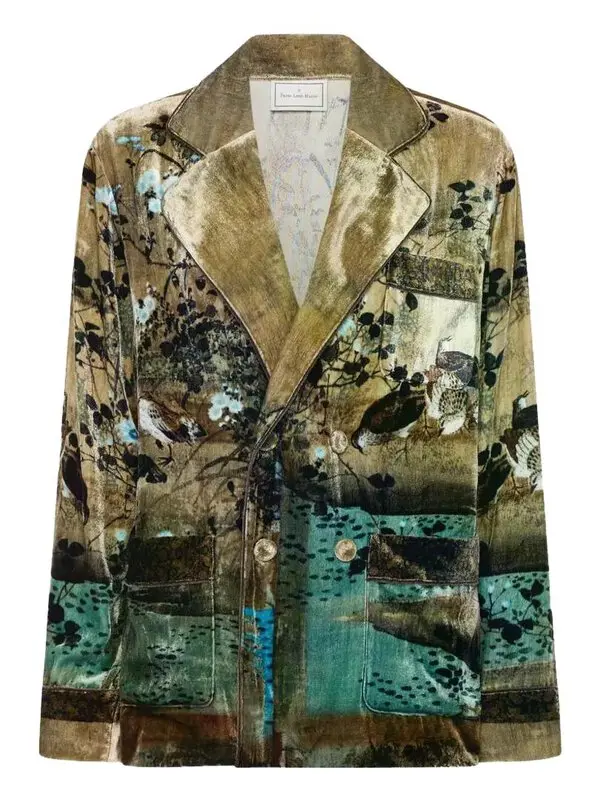 PIERRE-LOUIS MASCIA Kanpur Landscape-print Blazer - Brown