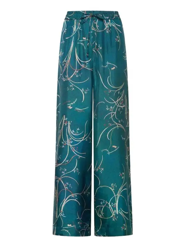 PIERRE-LOUIS MASCIA Aloe Patterned Trousers - Blue