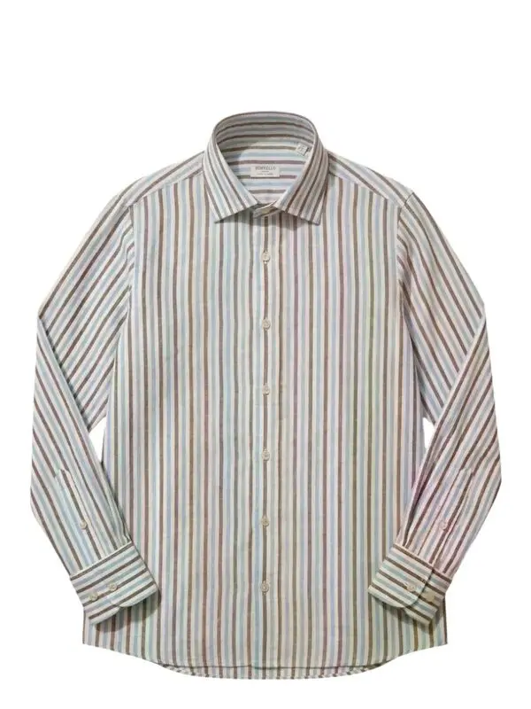BORRIELLO NAPOLI Striped Linen Shirt - Brown