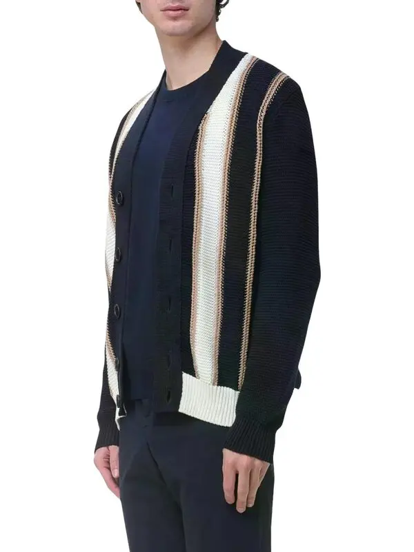 KANGRA Intarsia-knit Button-up Cardigan - Blue