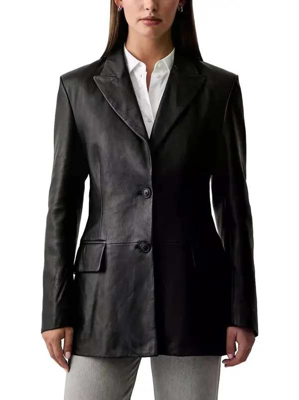 TRUSSARDI Single-breasted Leather Jacket - Black