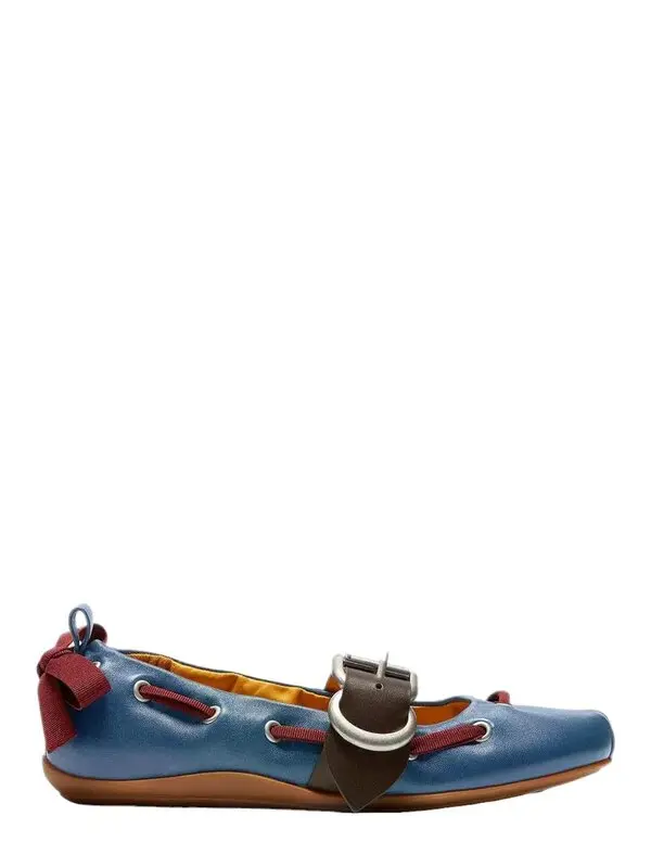LILI CURIA Sylvie Buckled Ballet Flats - Blue