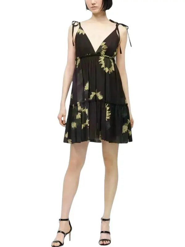 Moschino Floral-print Ruffled-tier Dress - Brown