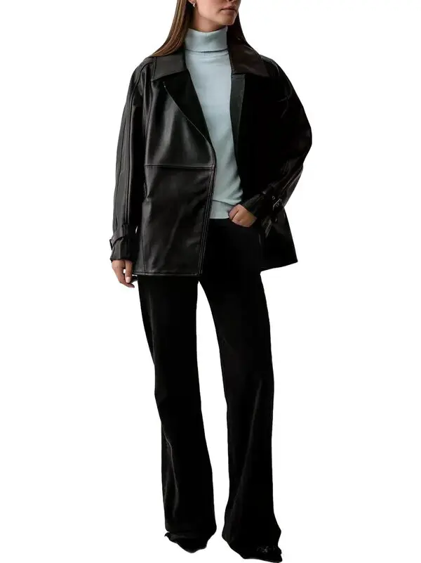 TRUSSARDI Leather Biker Jacket - Black