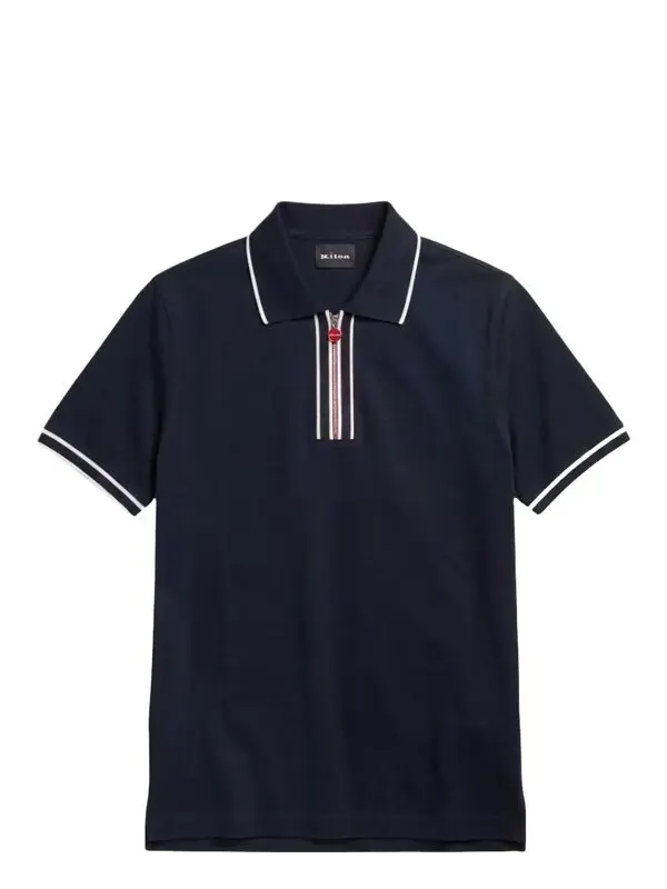 Kiton Zip-fastening Piqué Polo Shirt - Blue