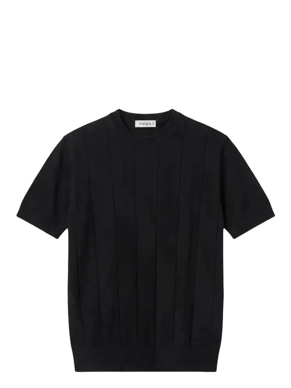 KANGRA Ribbed-knit Cotton T-shirt - Black
