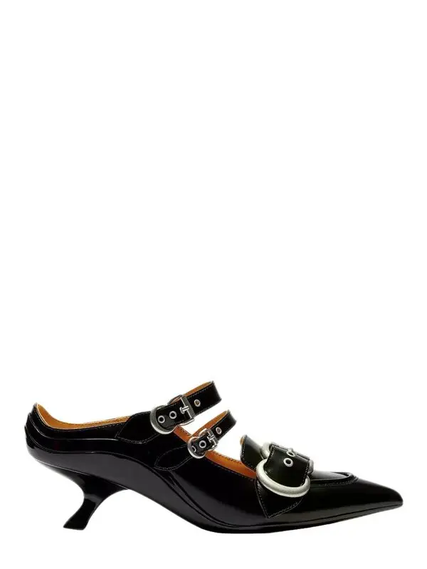 LILI CURIA Astrid Buckle-detail Pointed-toe Mules - Black