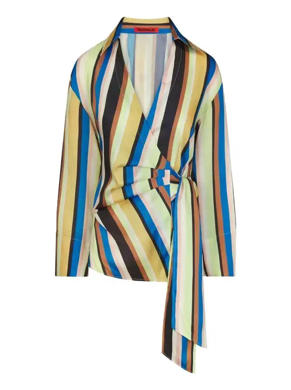 SIMONMILLER Striped Wrap Blouse - Yellow