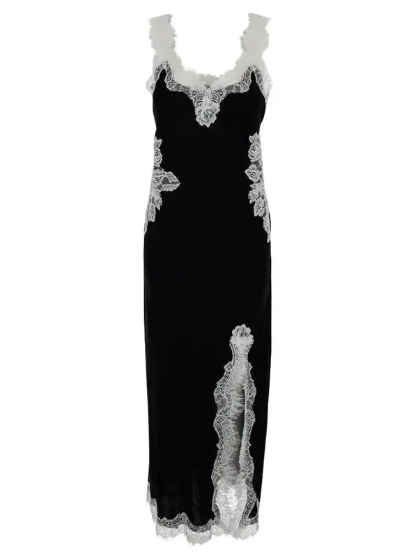 Gold Hawk Harper Lace-trim Silk Maxi Dress - Black