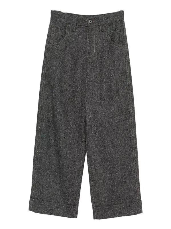 Brunello Cucinelli Wool Flecked Wide-leg Trousers - Grey