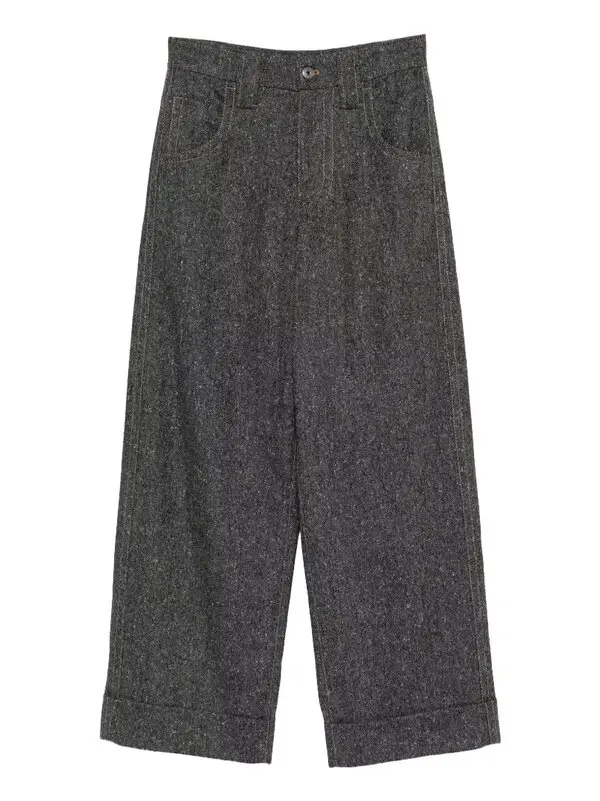 Brunello Cucinelli Wool Flecked Wide-leg Trousers - Grey