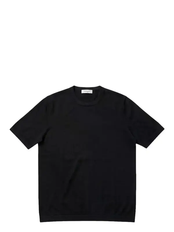 KANGRA Fine-knit Short-sleeve T-shirt - Black