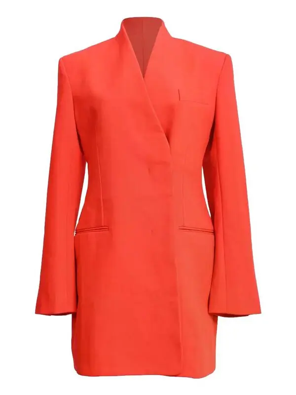 FERRAGAMO Wool Shawl Collar Fitted Blazer - Red