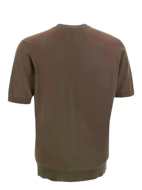 KANGRA Ribbed-knit Crew-neck T-shirt - Brown