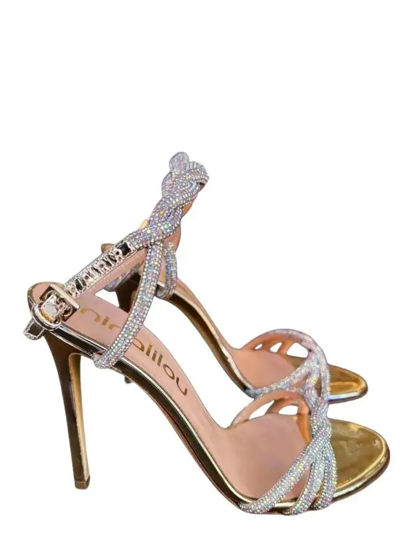 NINALILOU Lady Embellished Braided Sandals - Silver