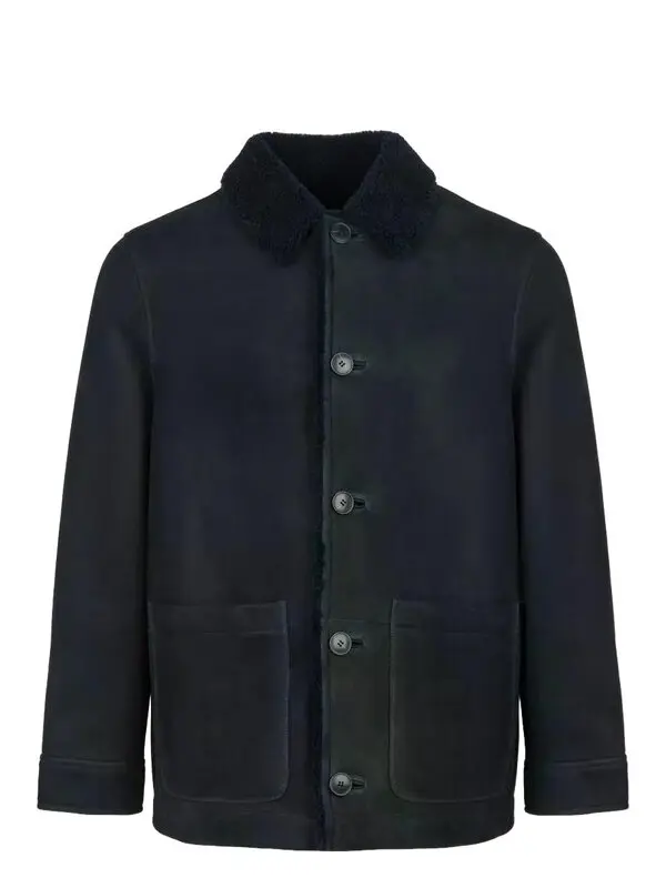 YVES SALOMON Shearling-lined Suede Jacket - Blue