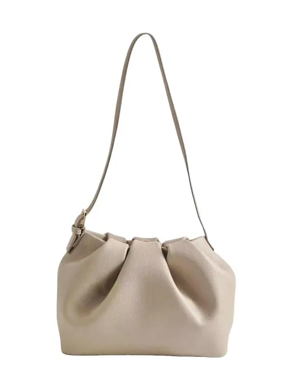 THEMOIRE Athena Grained Bucket Bag - Neutrals