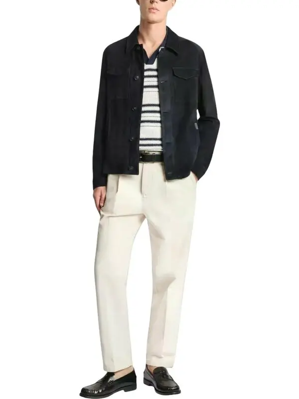 FAY Suede-leather Shirt Jacket - Black