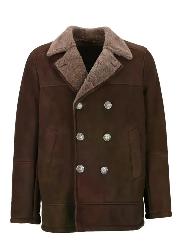 VOLFAGLI FIRENZE Double-breasted Shearling Coat - Brown