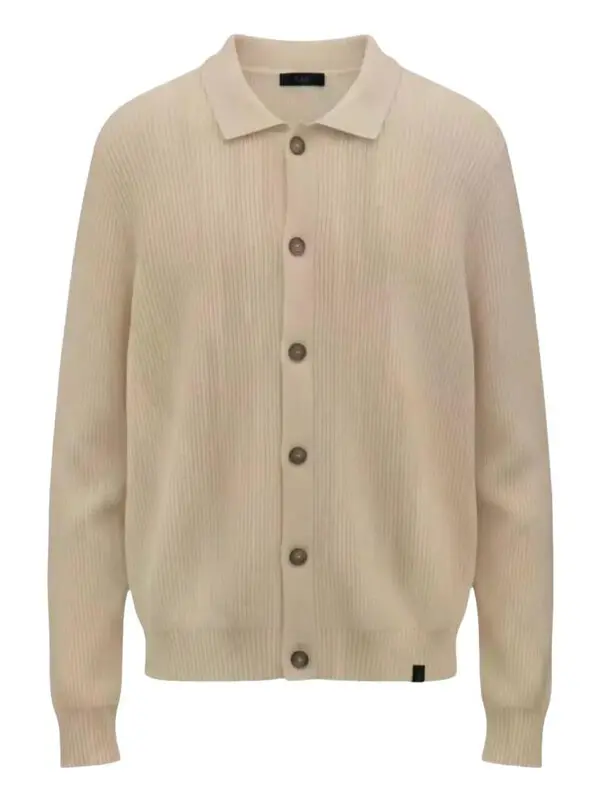 FAY Ribbed-knit Button-up Sweater - Neutrals