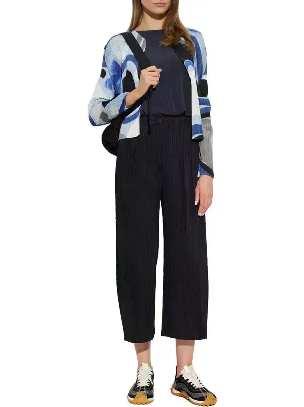 Issey Miyake Abstract-print Pleated Cardigan - Blue